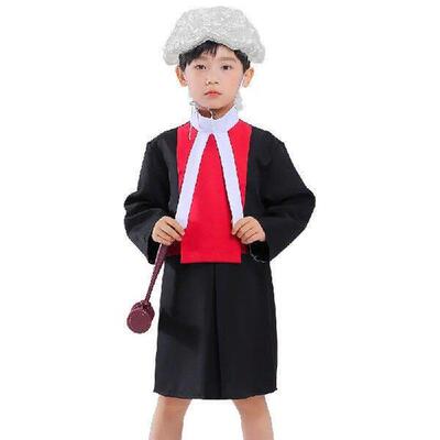 Boy Girls Children Kids Judge Costume Lawyer Wig Collar