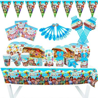 Cocomelon生日布置宝贝JJ装饰桌布餐盘派对蛋糕插牌