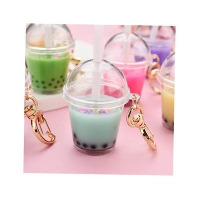 Cute Mini Bubble Tea Keychain For Women Acrylic Simulation