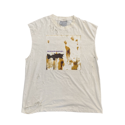 Nine Inch Nails九寸钉乐队暗黑摇滚废土风砍袖背心水洗破洞破坏