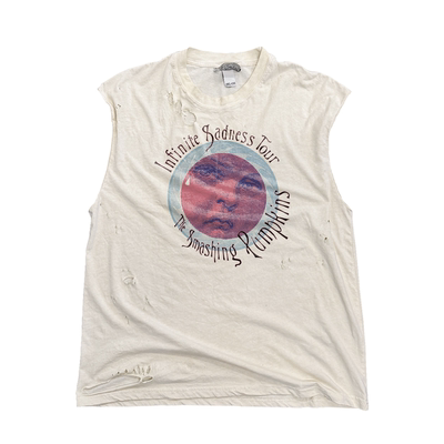 碎南瓜乐队vintage Smashing Pumpkins砍袖背心水洗破洞反叛摇滚