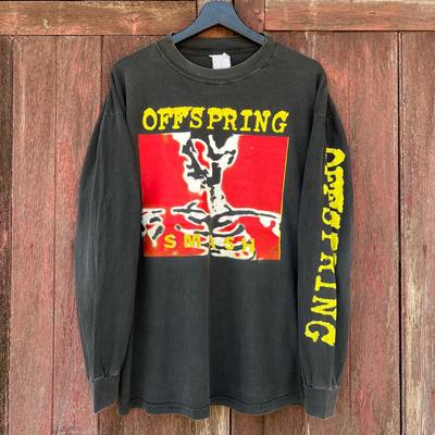 The Offspring 摇滚乐队美式vintage大码落肩重磅水洗做旧长袖T恤
