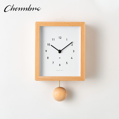 CHAMBRE实木日式长方形静音摆钟