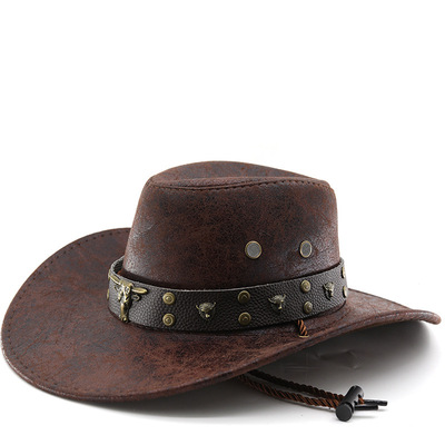 Western Cowboy Hat man Lady Jazz Cowgirl美式复古铆钉西部牛仔