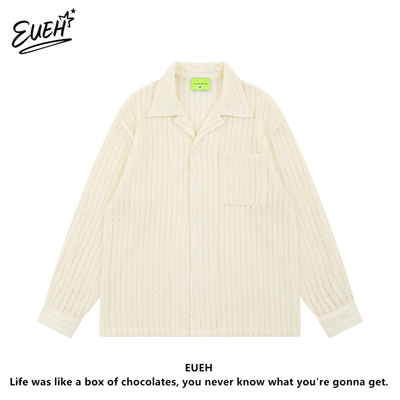 EUEH老钱风镂空长袖古巴领衬衫