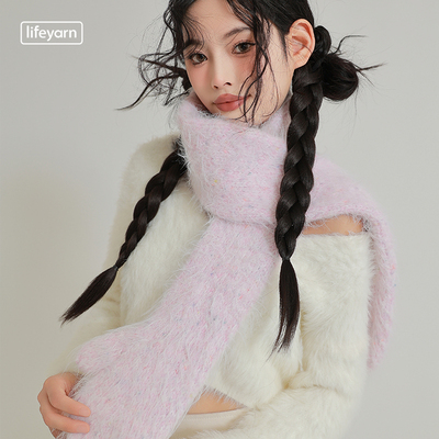 lifeyarn椰椰手掌围巾纯色棒针编织材料包毛线团DIY可爱送教程