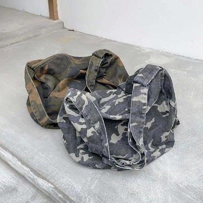 Casual Retro Camouflage Canvas Women Tote Handbag Large