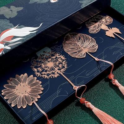 Chinese Style Handmade Book Mark Pink Rose Lotus Flower Book