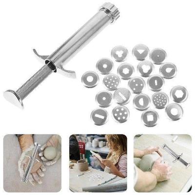 Pottery Clay Squeezer Rotary Tool Extruder with Tip Molds