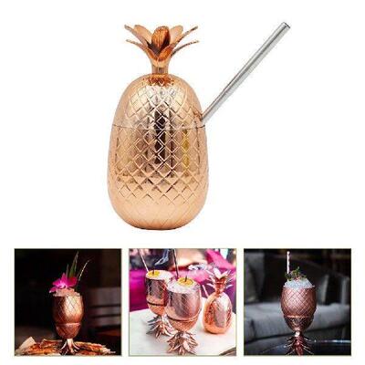 Pineapple Cup Mugs Drinks Cups Red Glass Party Rose Gold