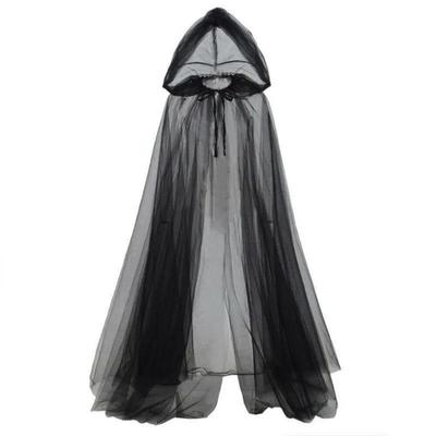 Black Bridal Shawl Witch Vampire Cosplay Cloak Halloween Dou