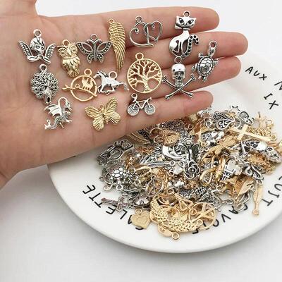 30Pcs Mixed Vintage Metal Animal Birds Charms Beads DIY Brac