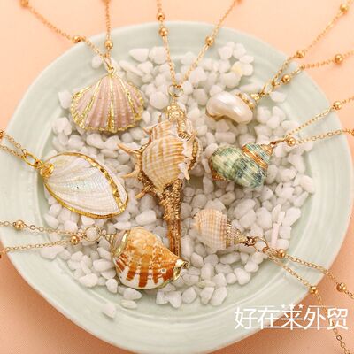 Retro conc pendant necklace stripe scallops women necklace