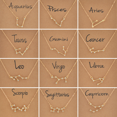 12 Zodiac signs crystal necklace Women cain couple gift