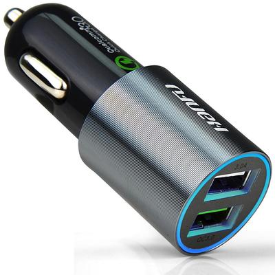 至关高通QC3.02.0快充车载充电器智能手机双USB铝合金LED工厂