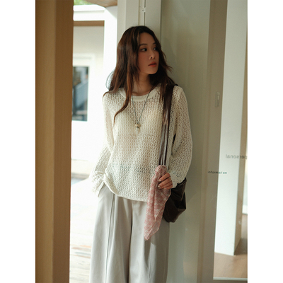 JOCOCHIC韩系镂空长袖针织衫