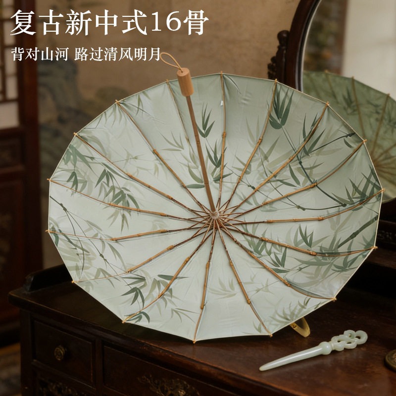 美国Coolibar复古太阳伞十六骨彩胶伞三折国风女防晒伞晴雨两用遮