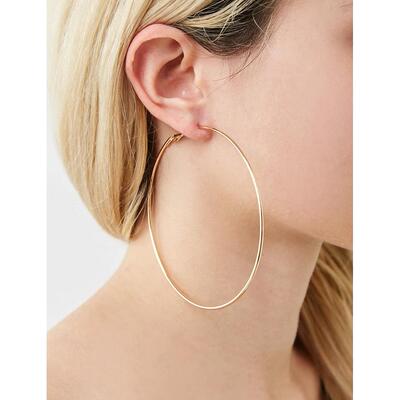 hyperbole ring golden earrings women 嘻哈合金大圈女耳环夸张