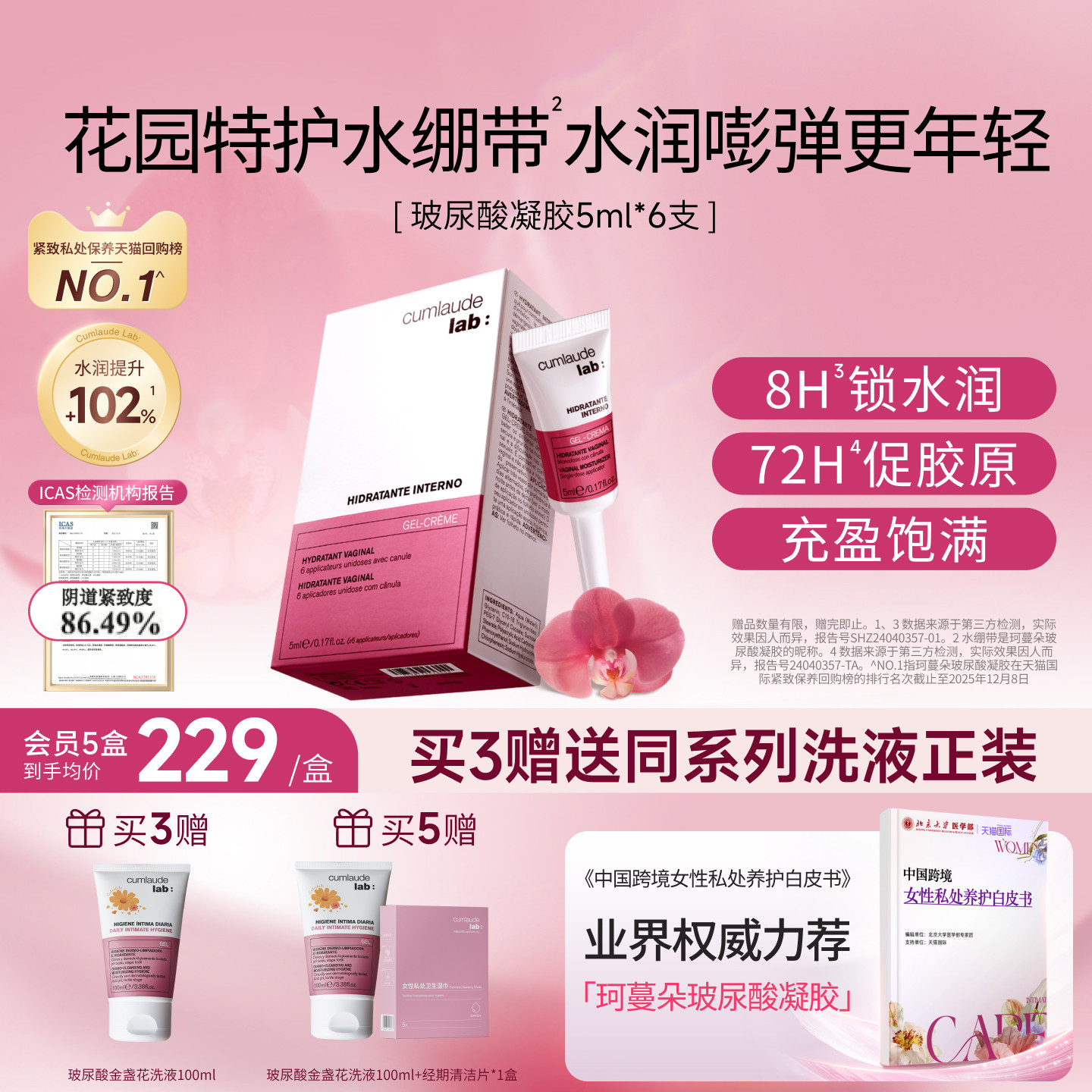 【夜间水润紧致】cumlaude珂蔓朵私密处玻尿酸凝胶补水修护理保养