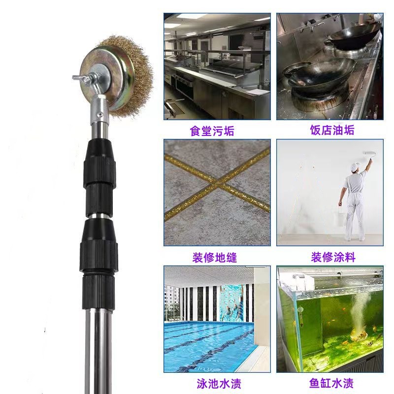 加长钢丝球刷长柄 加长钢丝刷大号厨房刷 家务多功能不锈钢清洁刷