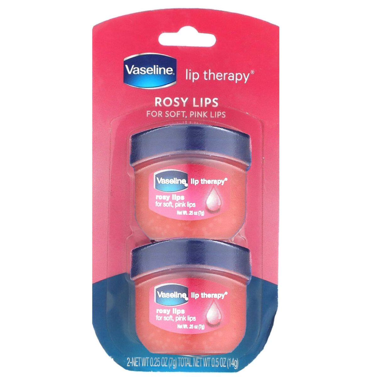 Vaseline玫瑰修护润唇膏孖装7gx2长效敏感肌秋冬唇部精华软化唇纹