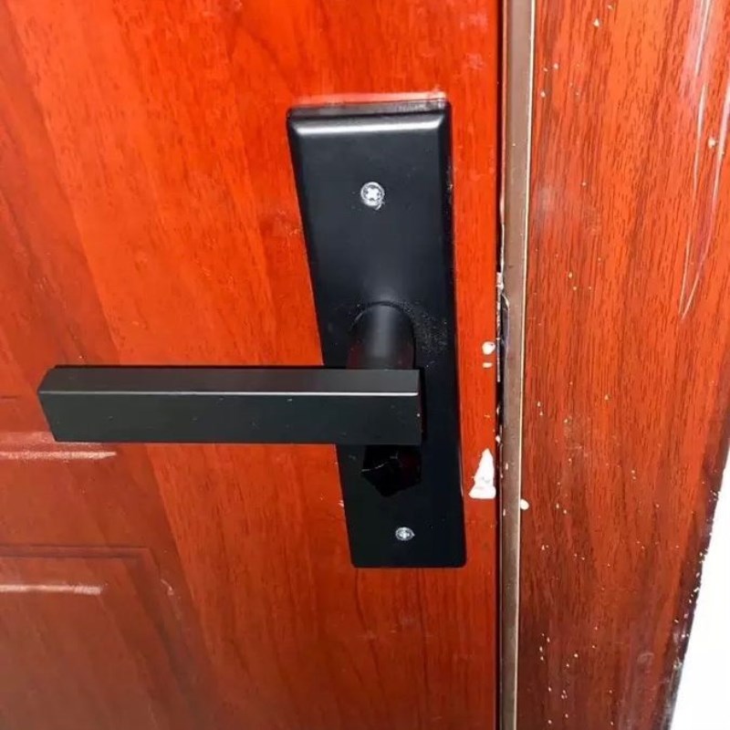 免改孔木门通用型门锁黑色门锁不锈钢房门锁卧室室内家用可调节