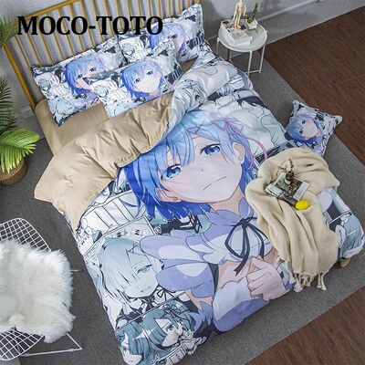 MOCO-TOTO日系二次元被套宅男动漫床单DIY绅士狂三蕾姆定做四件套
