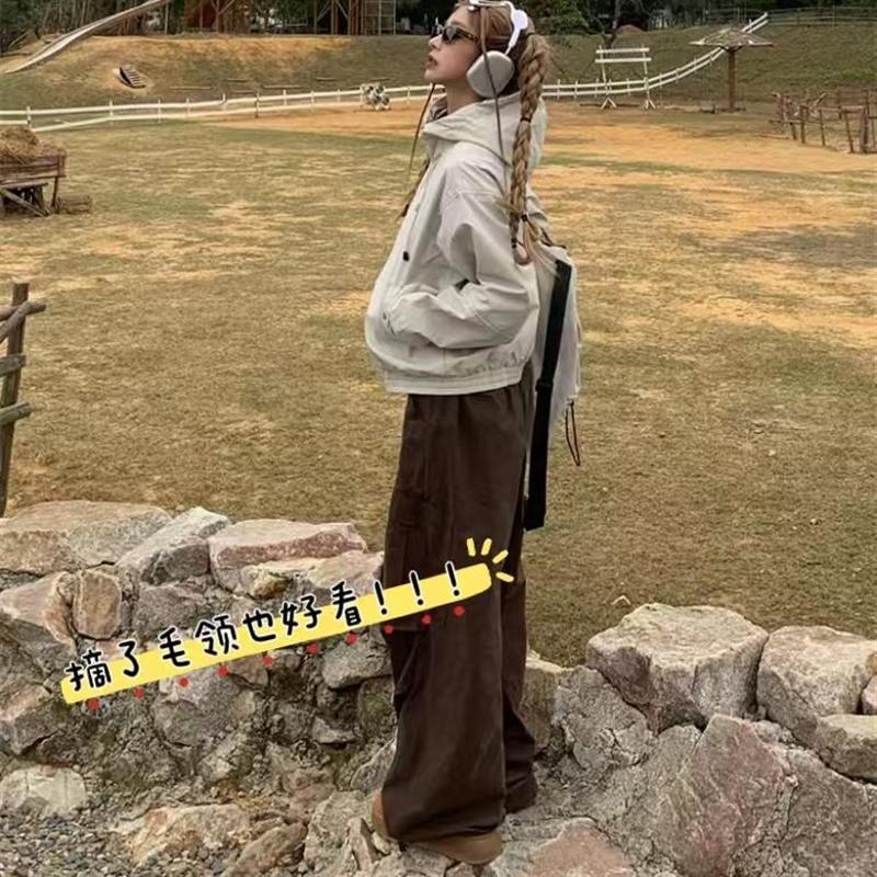 棉服女2024年新款冬季羽绒棉袄工装复古派克服韩系棉衣小个子外套