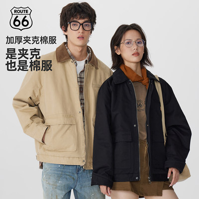 ROUTE66巴恩风夹克外套春季2026新款翻领棉服美式休闲棉衣男女款