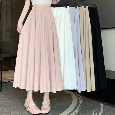 Cotton Linen Half Skirt Women Summer New Style Mid-Length Lo