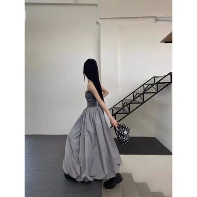 American Lazy Sports Style Pleated Skirt Women's Mid-Length