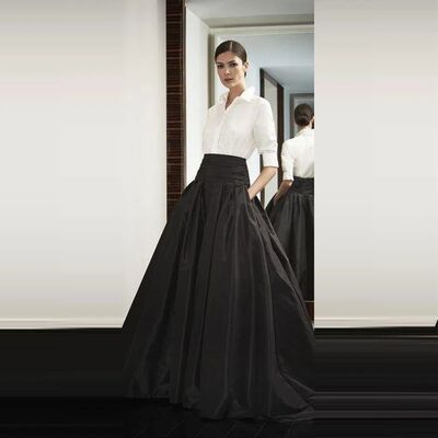 Fashion A-Line Women's Skirts High Waist Zipper Ruffle Maxi