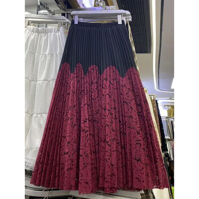 French Chic Vintage Skirts for Women Lace Patchwork Female P