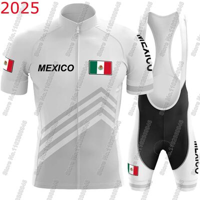 Mexico Cycling Jersey 2025 Set Mens Mexican White Short Slee