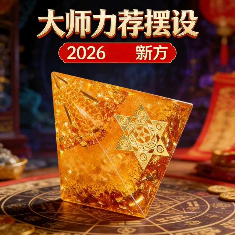 2026水晶六芒星摆件新中式招财摆件国学装饰品家居饰品家居供奉