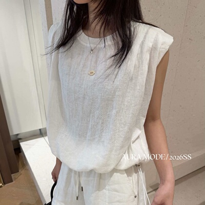 Aura mode法式慵懒风白色无袖小衫女夏宽松显瘦仙气上衣530