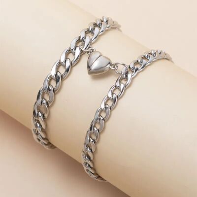 JWER 2Pcs/set Magnet Couple Bracelets Heart Attraction