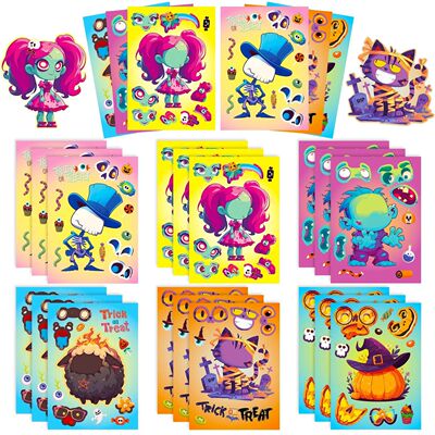 6Sheets Halloween DIY Puzzle Sticker Games 6 Pumpkin Cat