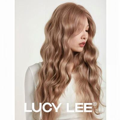 LUCY LEE【猫女ella-免修剪假发】精修奶茶灰棕水波卷假发全头套