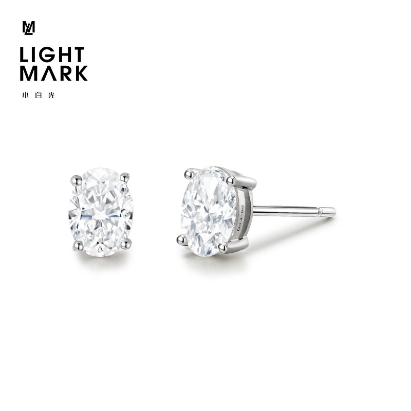 LIGHT MARK/小白光【培育】时尚异形钻石耳钉925银椭圆水滴形可选