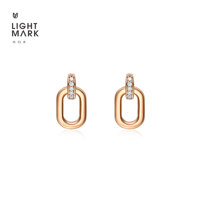 LIGHT MARK/小白光【培育】实验室钻石 18K金钻石耳钉耳环_虎窝淘