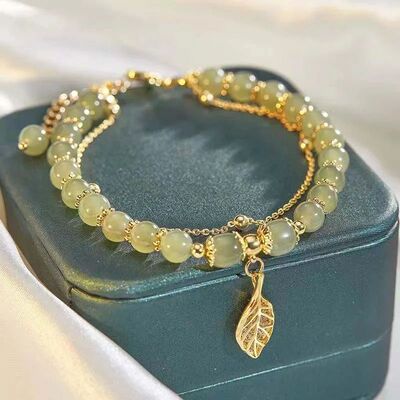Chinese Style Green Hetian Jade Bracelet For Women Vintage