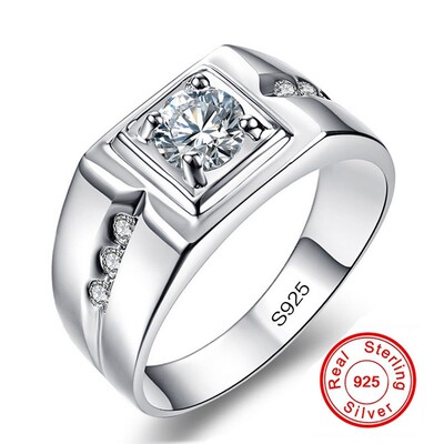Solitaire male ring 925 Sterling silver 0.5ct AAAAA cz