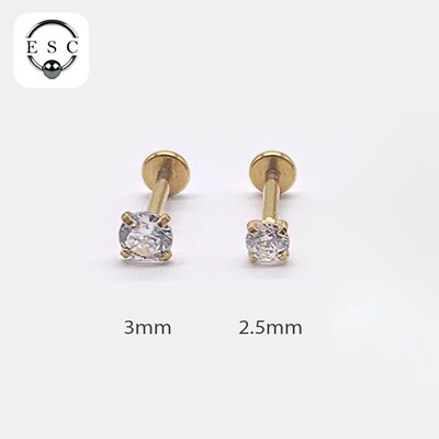 耳钉耳骨钉前耳轮F136 钛合金粗杆闪钻小巧迷你耳屏钉内螺旋e416