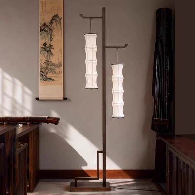 宋代美学自然风落地灯客厅沙发旁落地茶台灯复古禅意民宿氛围床头