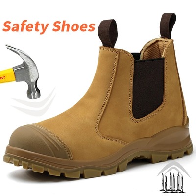 Genuine Leather Work Safety Boots Men safety shoes steel toe