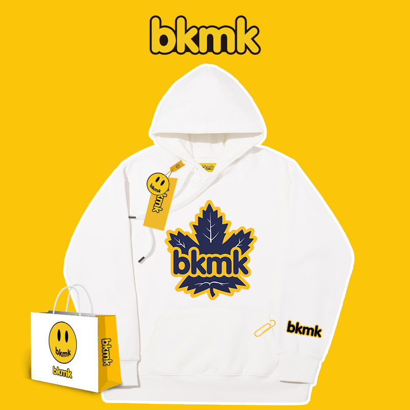 bkmk笑脸连帽卫衣联名枫叶潮牌高街FOG男女高端宽松百搭纯棉春季_虎窝淘