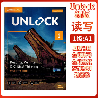 正版剑桥Unlock 第二版 1级 reading,writing & Critical Thinking阅读写作与批判思维学生书+账号 在线音频视频&Classroom App A1