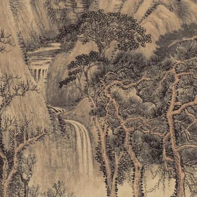 王翚水阁幽山图墙面装饰画芯