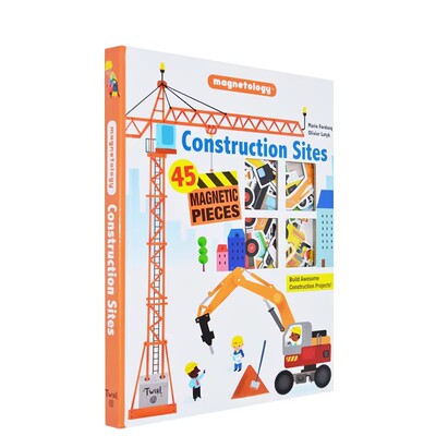 英文原版 Magnetology:Construction Sites 建筑工地现场 磁铁互动操作书 内含45个磁力贴 Twirl 法国艺术品牌